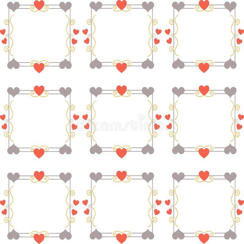 Cute Heart Frame Collection for Romantic Designs Stock Vector ...