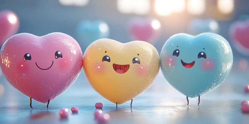 Cute Heart Friends Lovely Image Stock Illustration - Illustration of ...