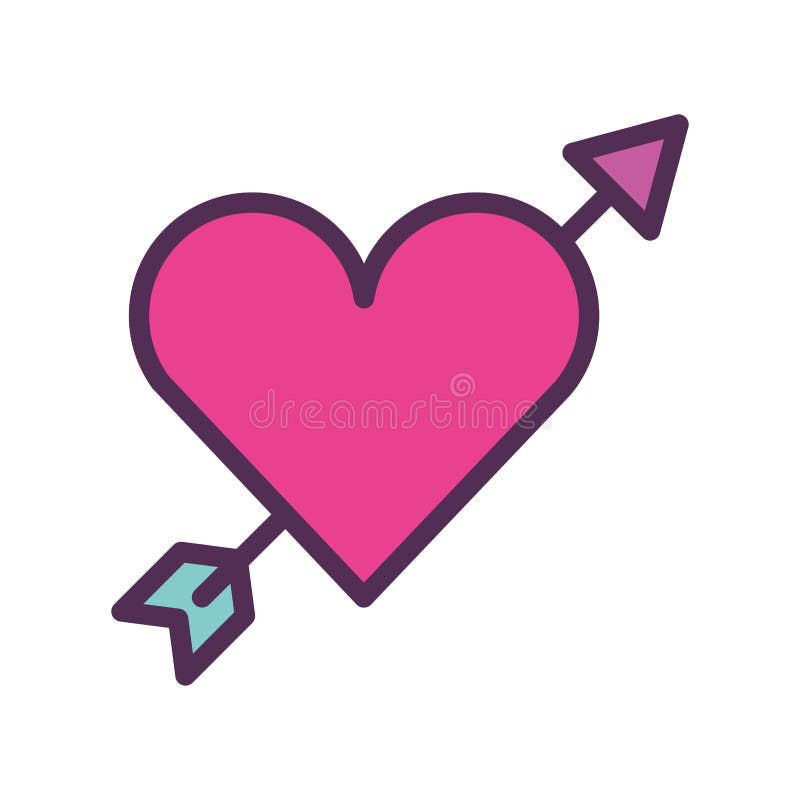 Cute heart love with arrow stock vector. Illustration of pictogram ...