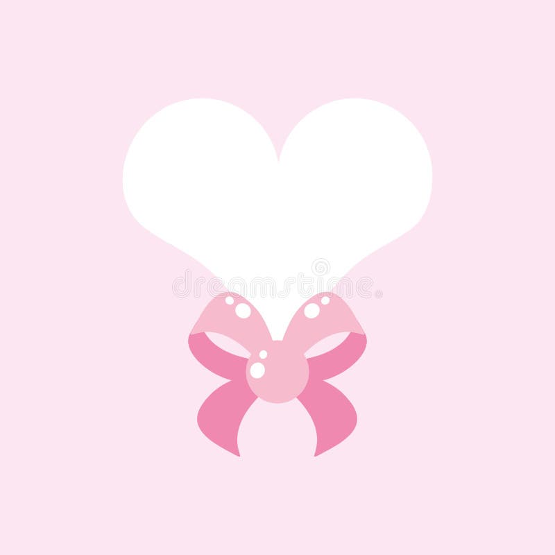 Cute Bow Ribbon with Heart Love Stock Illustration - Illustration of ...