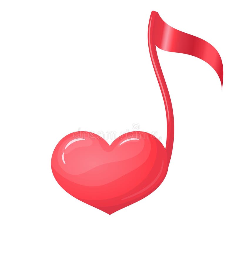 Cute Heart in the Shape of a Musical Note. Stock Vector - Illustration ...