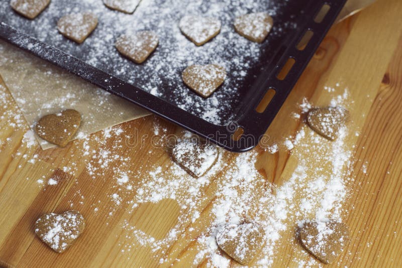 Cute Heart Shaped Cookies on a Table Stock Photo - Image of flavor ...