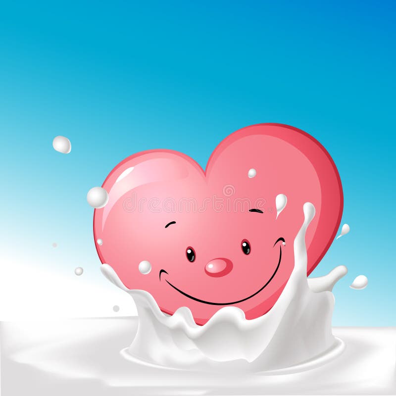 Cute Heart in Splash Milk Illustration - Vector Stock Vector ...