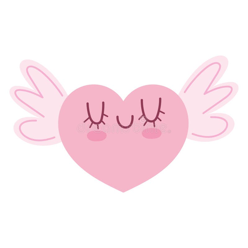 Cute heart with wings stock vector. Illustration of valentine - 255964148