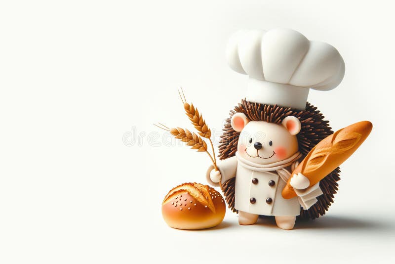 Cute Hedgehog Baker with Loaf of Bread. Delightful Culinary Image Stock ...