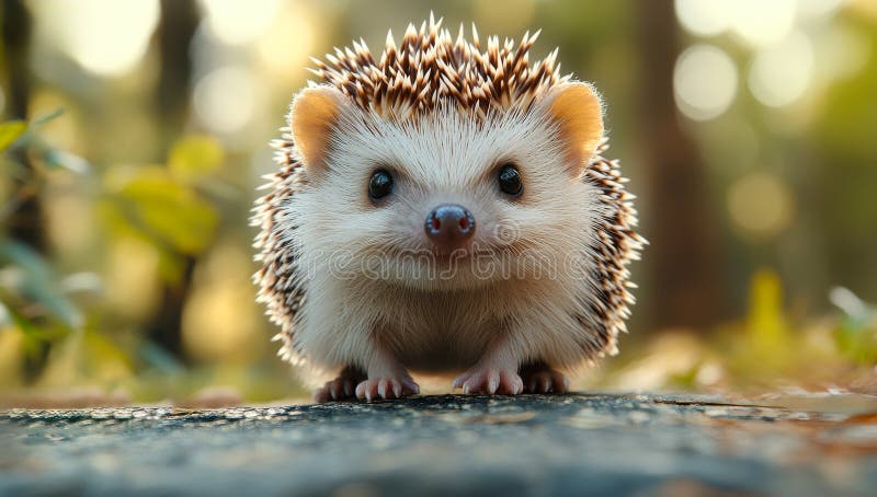 Cute Hedgehog Exploring a Sunny Forest in Spring Stock Photo - Image of ...