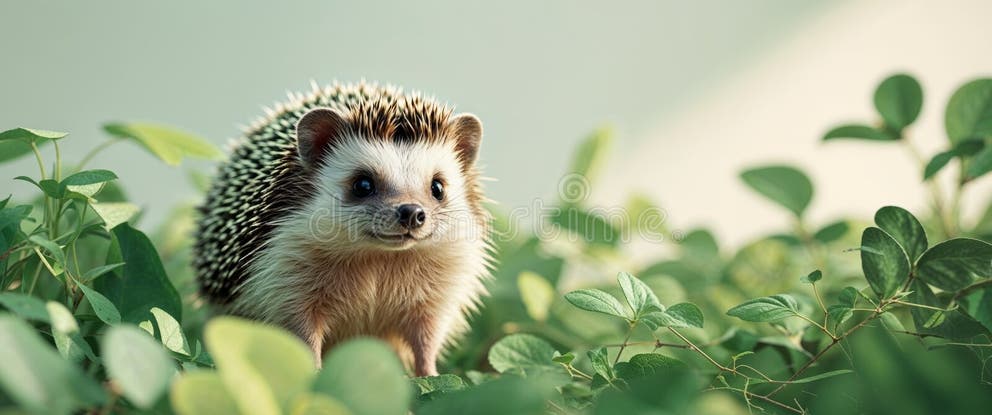 Cute Hedgehog in Lush Green Environment with Soft Lighting Effects ...