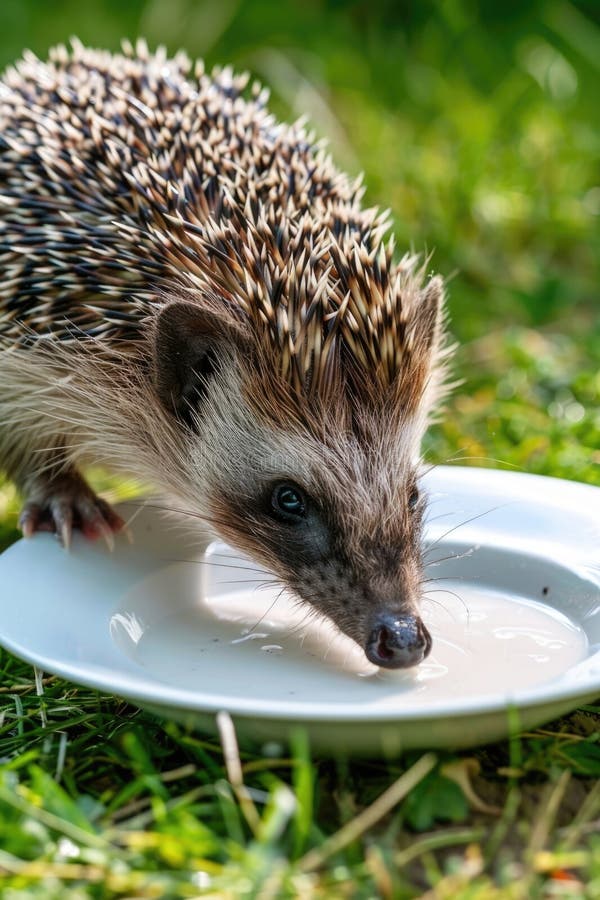A Cute Hedgehog Standing on a White Plate, Suitable for Various Design ...