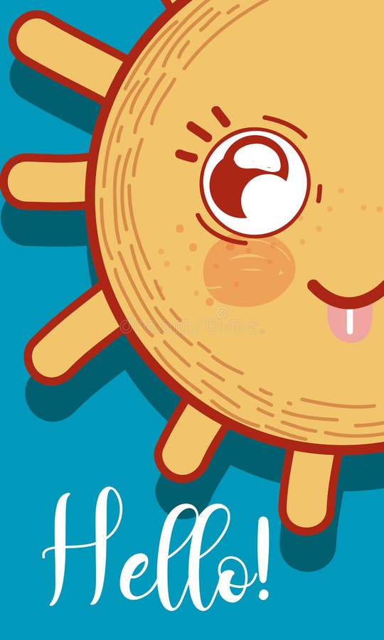 Cute hello card cartoon stock vector. Illustration of isolated - 116917236