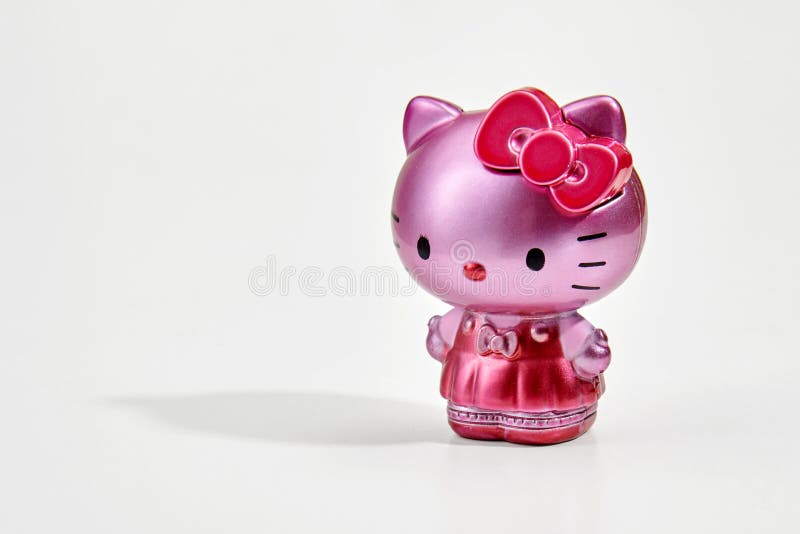 Cute Hello Kitty with Red Bow in White Studio Editorial Image - Image ...