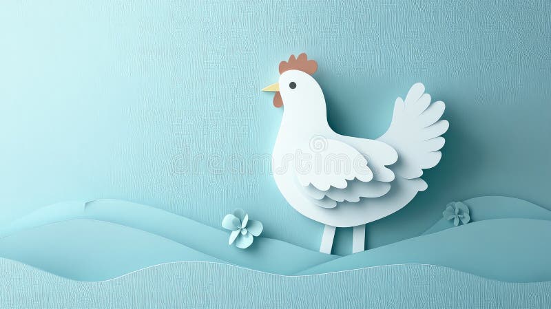 Cute Hen on Blue Background Stock Illustration - Illustration of craft ...