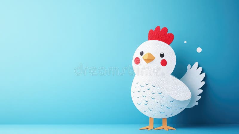Cute Hen on Blue Background Stock Illustration - Illustration of ...