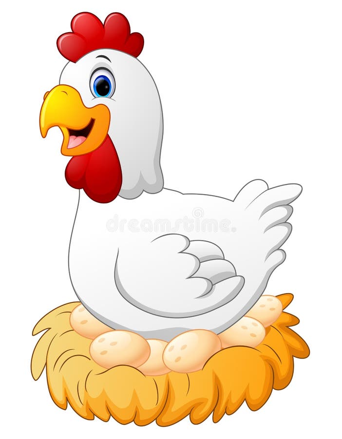 Cute hen brooding her egg stock vector. Illustration of mother - 71207952