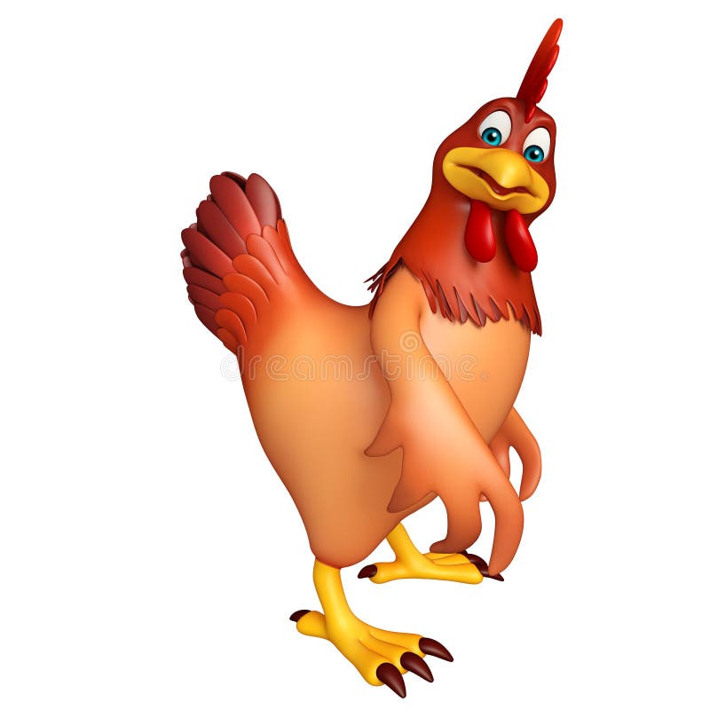 Cute Hen Cartoon Character with Arrow Stock Illustration - Illustration ...