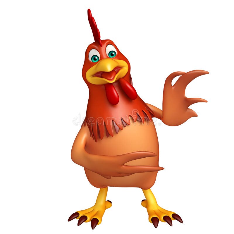 Cute Hen Cartoon Character with Arrow Stock Illustration - Illustration ...