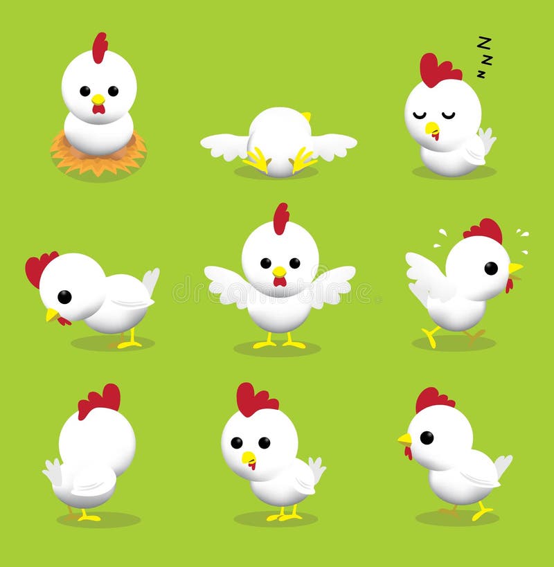 Cute Hen 3D Cartoon Character Poses Stock Vector - Illustration of ...