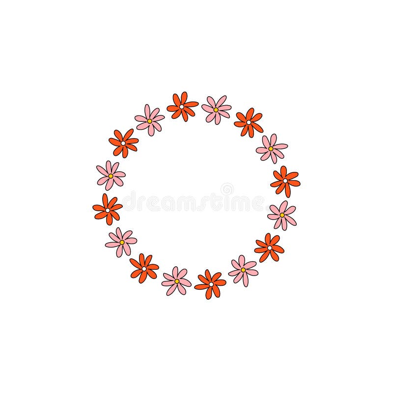 Cute hippie round frame stock vector. Illustration of floral - 249409106
