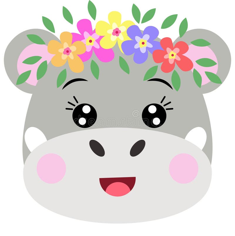 Cute hippo with a camera stock vector. Illustration of adorable - 297383491