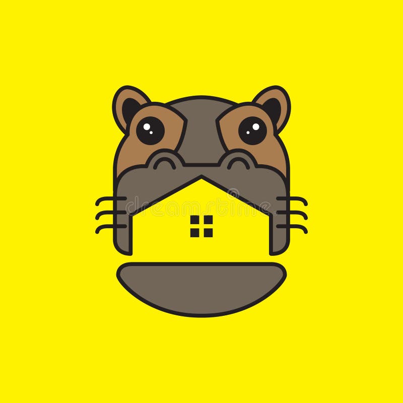 Cute Hippo Head Cartoon Line Logo Design Vector Stock Illustrations ...