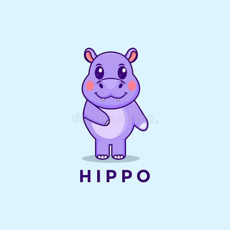 Cute Hippo Logo Vector Icon, Hippo Cartoon Icon Logo Vector Template ...