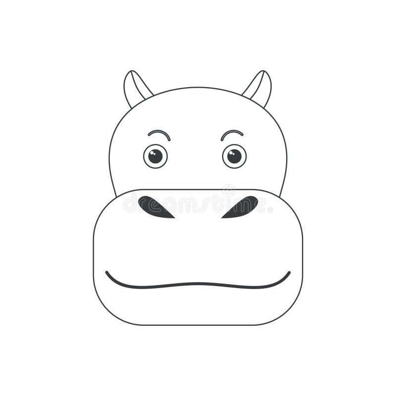 Cute Hippopotamus Face, Wild Hippo Animals Head of Simple Shape Stock ...