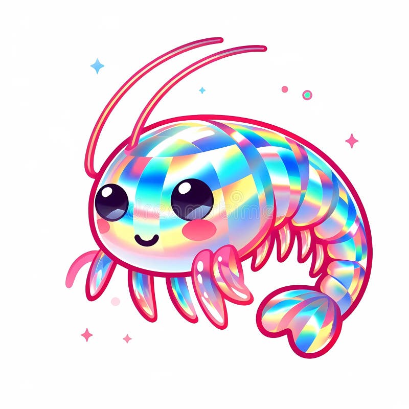 Cute Holographic Krill on White Background. AI Generated. Stock ...
