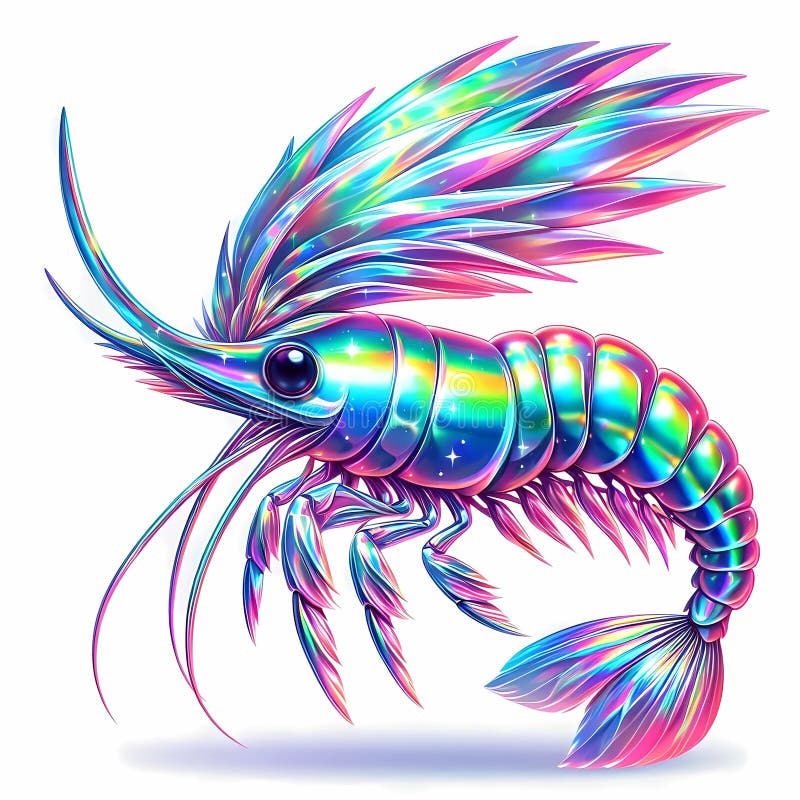 Cute Holographic Krill on White Background. AI Generated. Stock ...