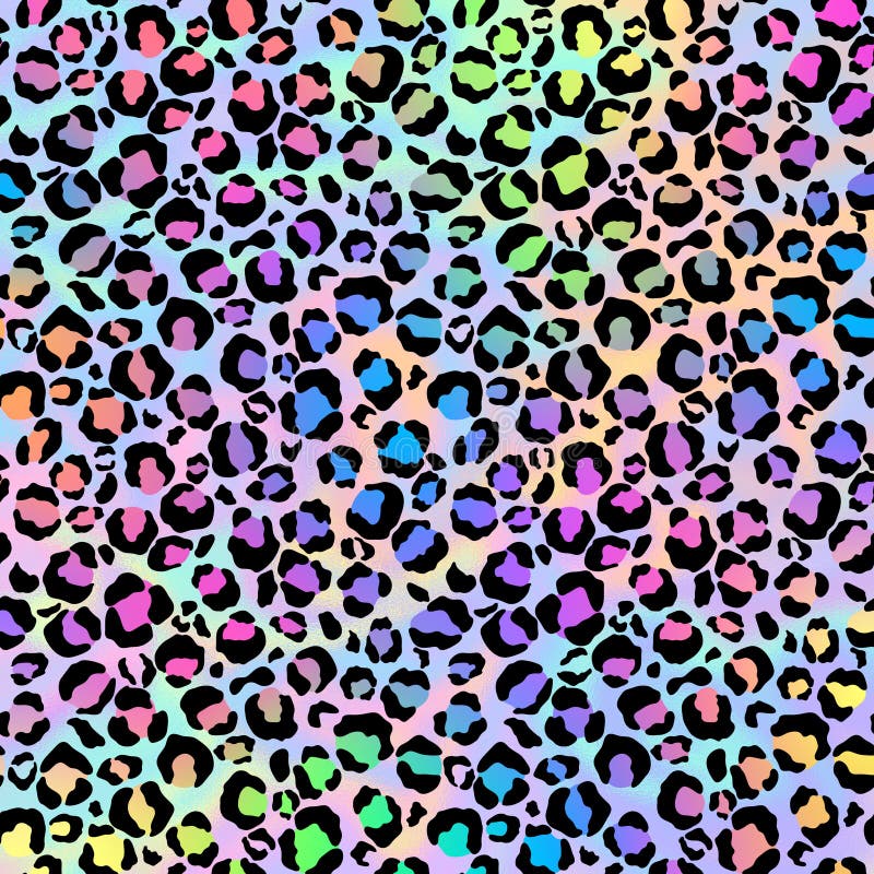 Holographic Leopard Print on Gradient Background Stock Illustration ...