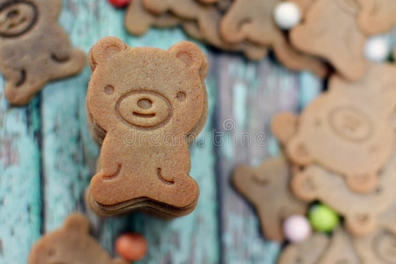 Cute Home Baked Cookie in Shape of a Bear Stock Photo - Image of gift ...