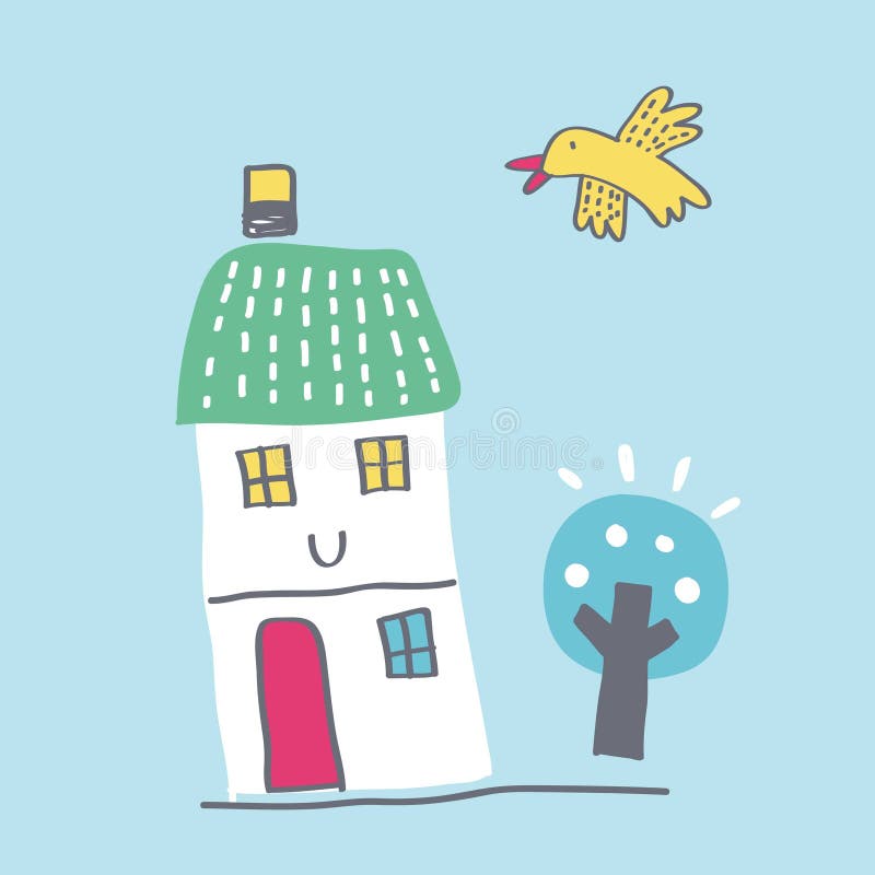 Cute Home Cartoon Vector for Kids Illustration Stock Vector ...
