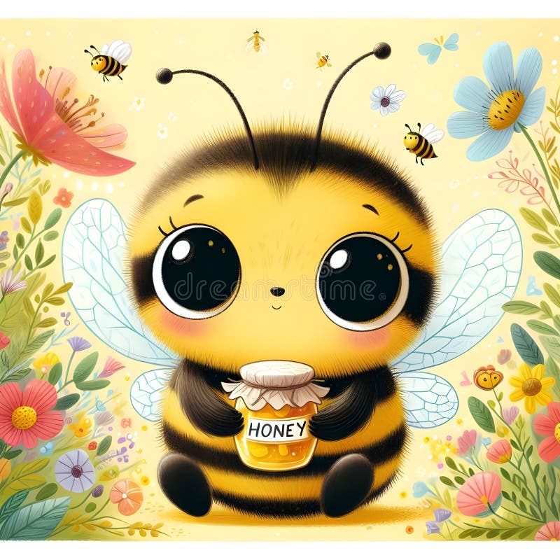 Cute honey bee stock illustration. Illustration of flower - 311412159