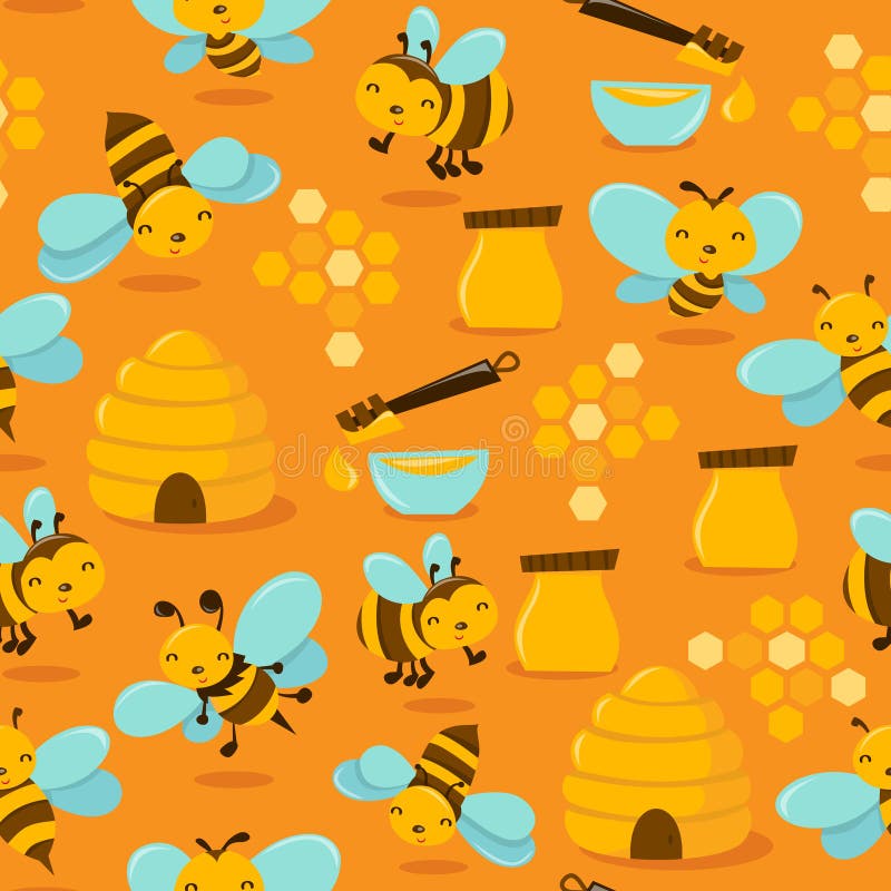 Cute Honey Bee Icons stock illustration. Illustration of cartoon ...
