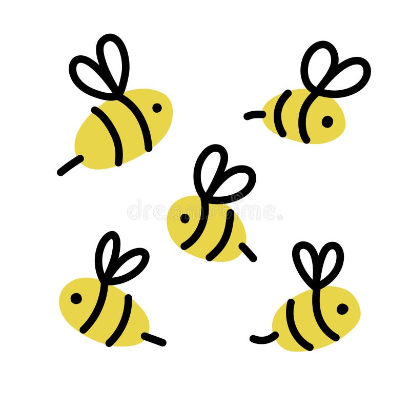 Cute Honey Bees Set. Simple Flat Vector Illustration. Stock Vector ...