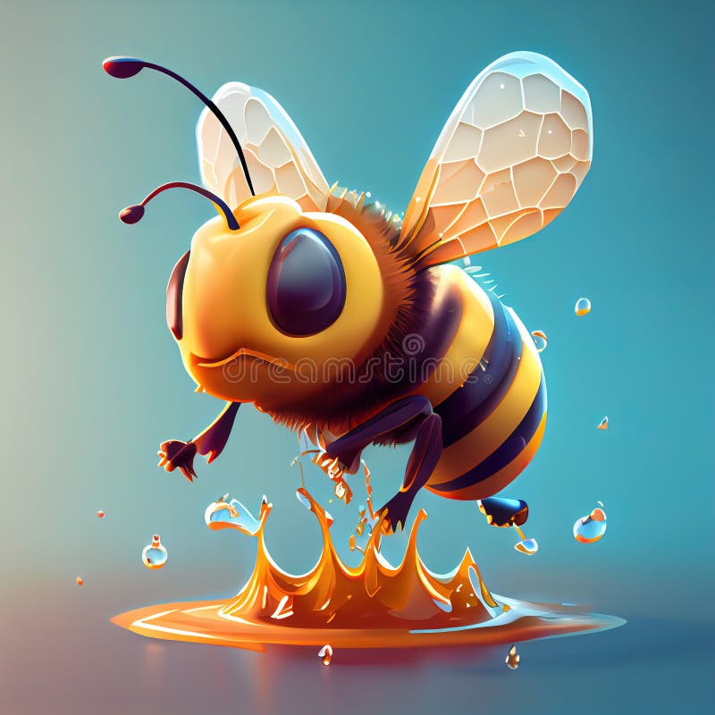 Cute Honeybee Character with Honey Drops, Generative Ai Stock ...