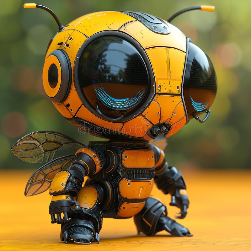 Cute Honeybee Robot with Detailed Design Stock Illustration ...