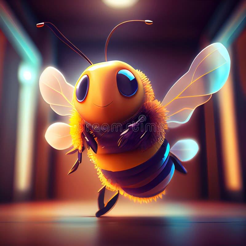 3d Rendered Illustration of a Bee, Generative Ai Stock Illustration ...