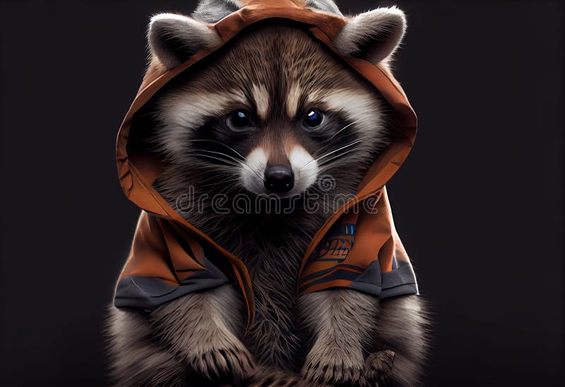 Cute Hooded Raccoon. AI Generated Stock Illustration - Illustration of ...