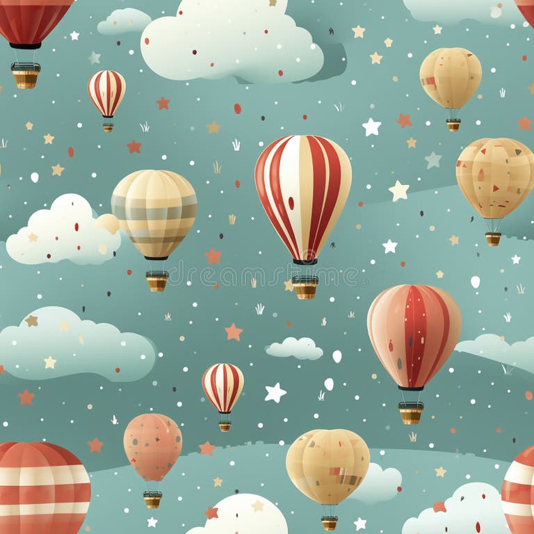 Cute Hot Air Balloons Seamless Pattern, Created with Generative AI ...