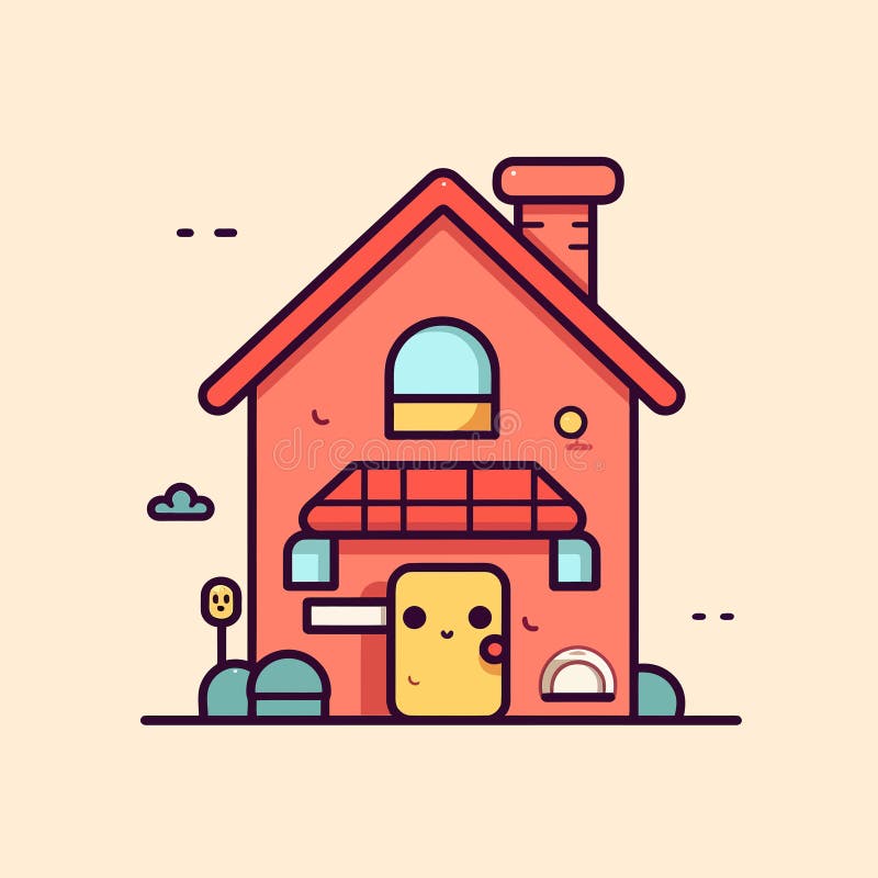 Cute House Mascot Cartoon Style Stock Illustration - Illustration of ...