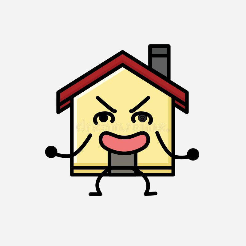 Cute House Mascot Vector Character in Flat Design Style Stock Vector ...