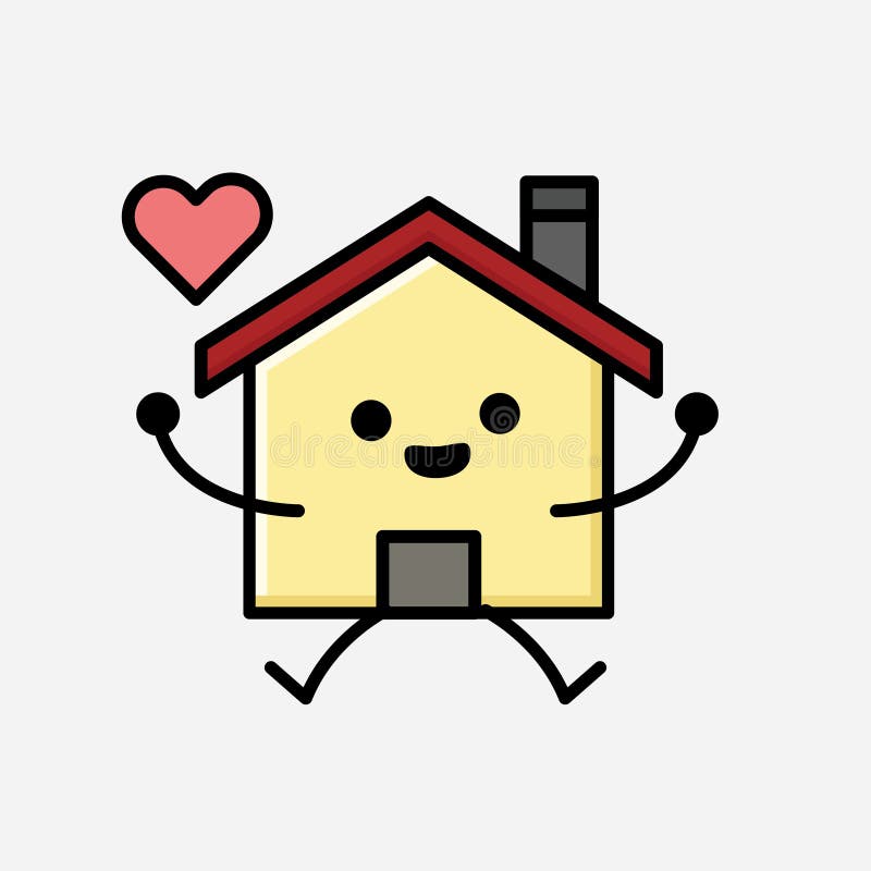 Cute House Mascot Vector Character in Flat Design Style Stock Vector ...