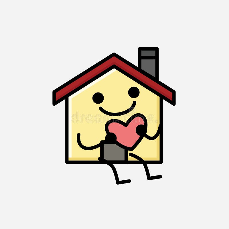 Cute House Mascot Vector Character in Flat Design Style Stock Vector ...