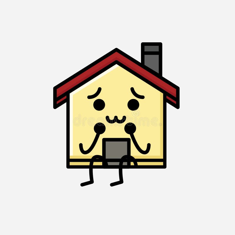 Cute House Mascot Vector Character in Flat Design Style Stock Vector ...