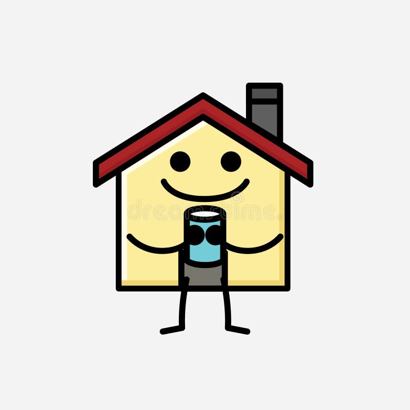 Cute House Mascot Vector Character in Flat Design Style Stock Vector ...