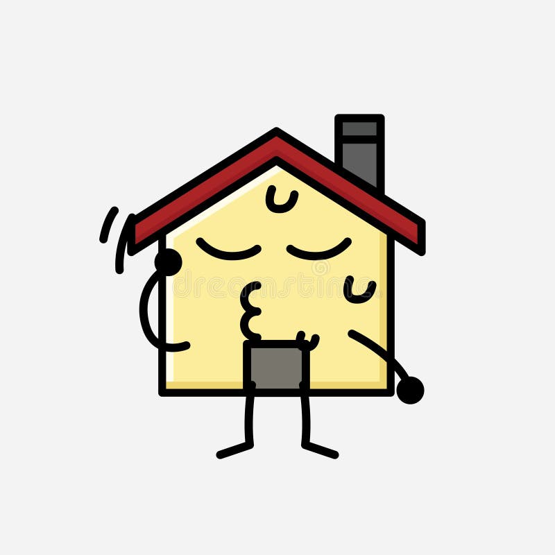 Cute House Mascot Vector Character in Flat Design Style Stock Vector ...