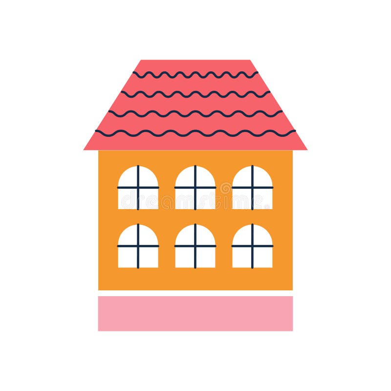 Cute House of Two Floors. Vector Flat Illustration Stock Vector ...