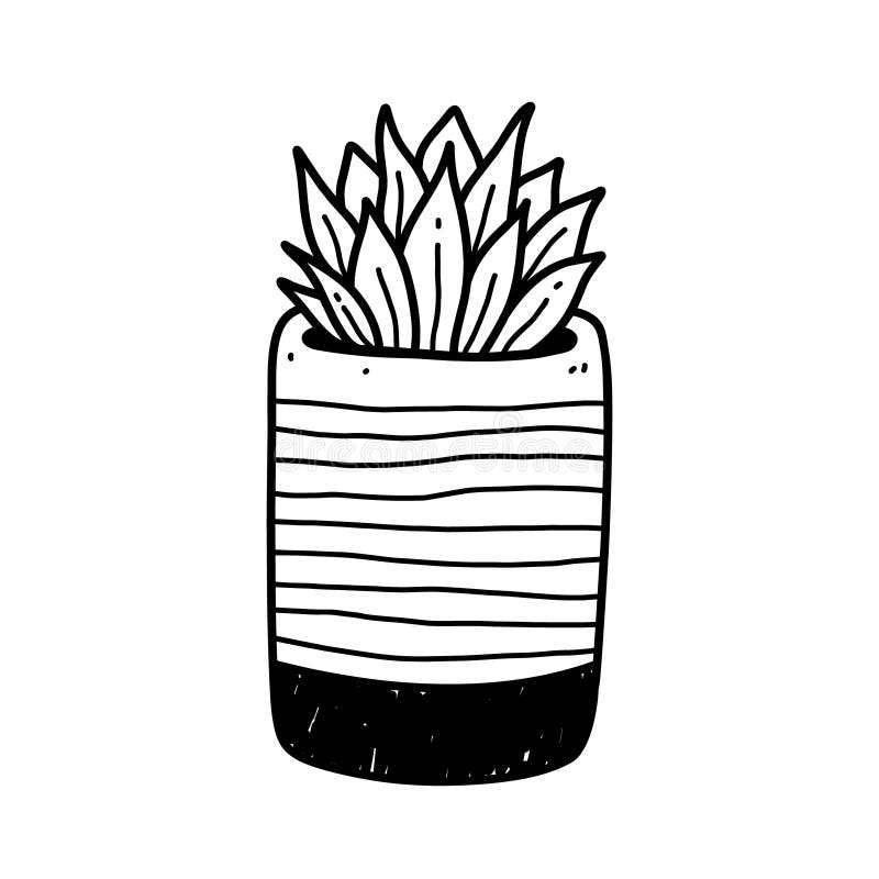 Cute Houseplant In Flower Pot Isolated On White Background Stock Vector