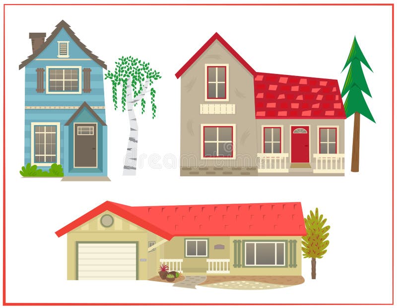 Cute houses stock vector. Illustration of property, architecture - 69319311