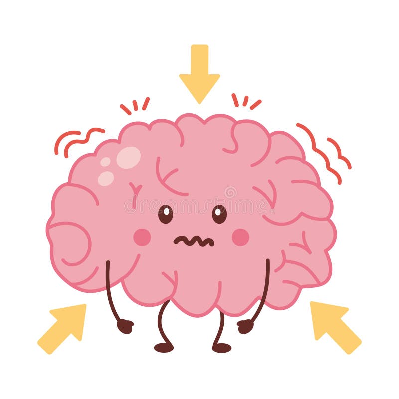 Cute Human Brain with Depression Stock Illustration - Illustration of ...