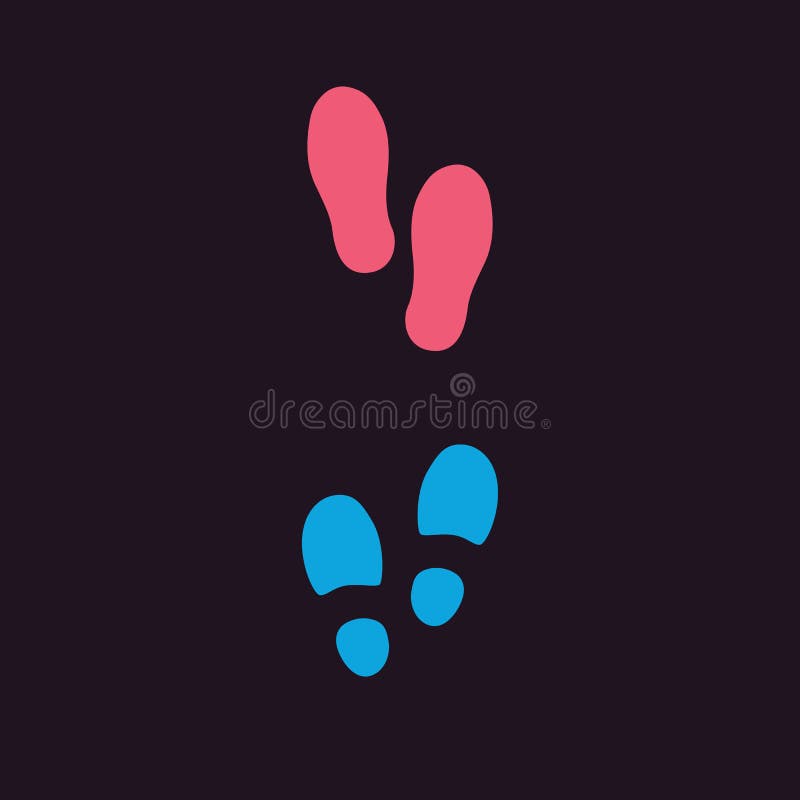 Cute Human Footprints. Vector Footprint Silhouette Set in Cartoon Style ...